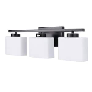 YANSUN 31 in. 4 Light Matte Black Modern Square Vanity Light for ...