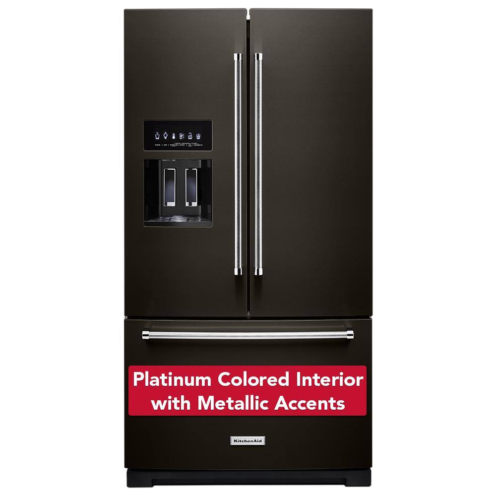 KitchenAid 26.8 cu. ft. French Door Refrigerator in Black Stainless ...