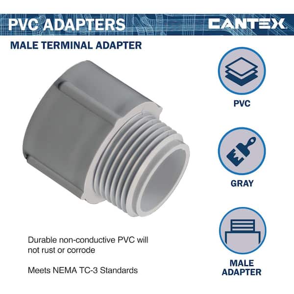 Cantex .75 in. PVC Male Terminal Adapter Conduit Fitting for Cantex PVC ...