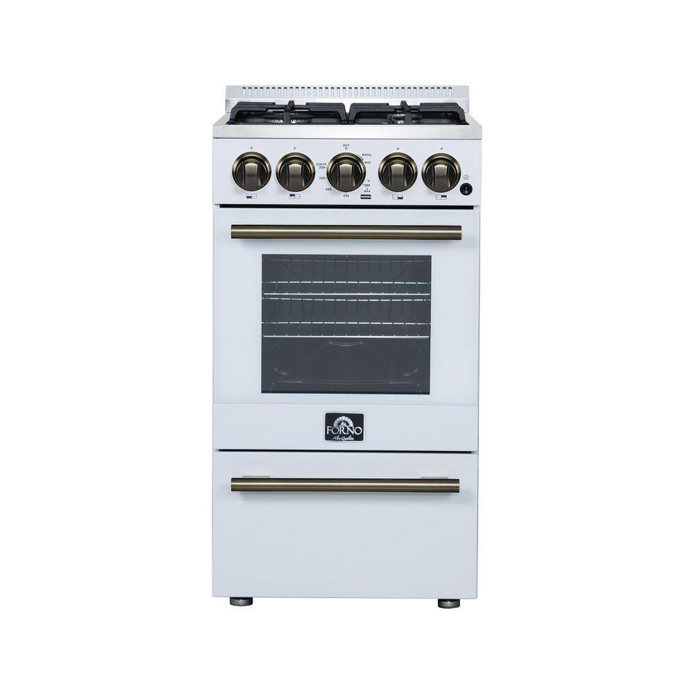 Forno Lamazze 20 Inch Freestanding Gas Range in White, Compact Design ...