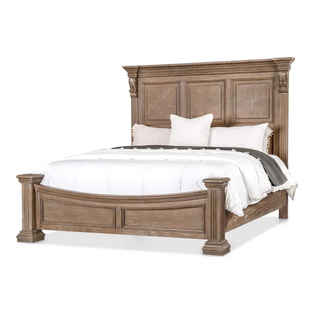 Furniture of America Nesi Brown Wood Frame King Panel Bed with Panel ...