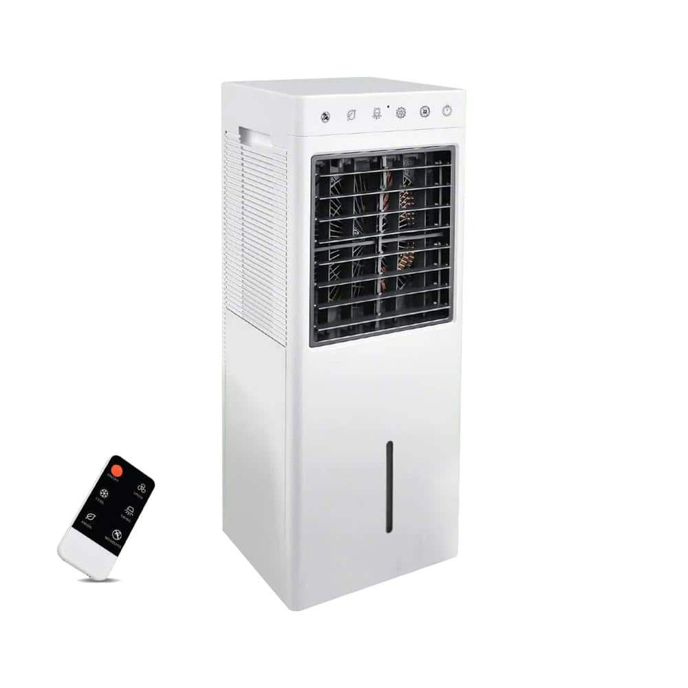 30 in. 3 Fan Speeds Oscillating Tower Fan in White, Evaporative Air ...