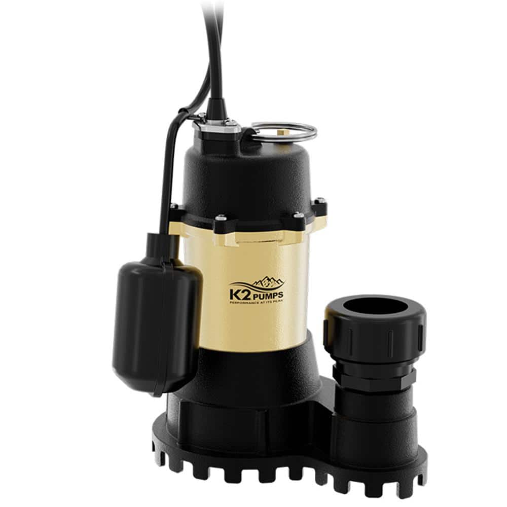 K2 1/2 HP Heavy-Duty Cast Iron Sump Pump with Tethered Switch ...
