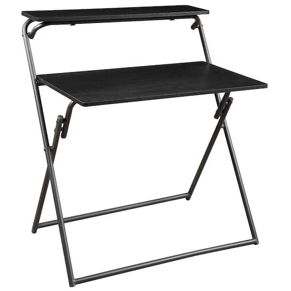 aisword 31.5 in. Black Home Office Folding Desk, 2-Tier Small Computer ...