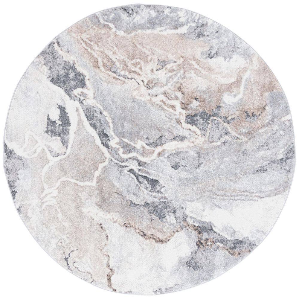 SAFAVIEH Opal 7 ft. x 7 ft. Ivory/Gray Marble Round Area Rug OAL410A-7R ...