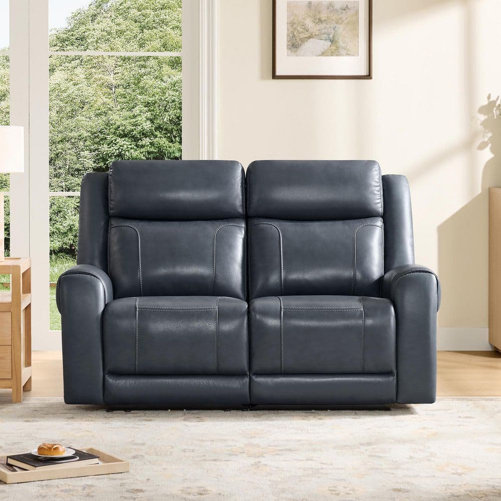 Spruce & Spring Carter 61.02 in. Dual Motors Wall Hugger Leather Power ...