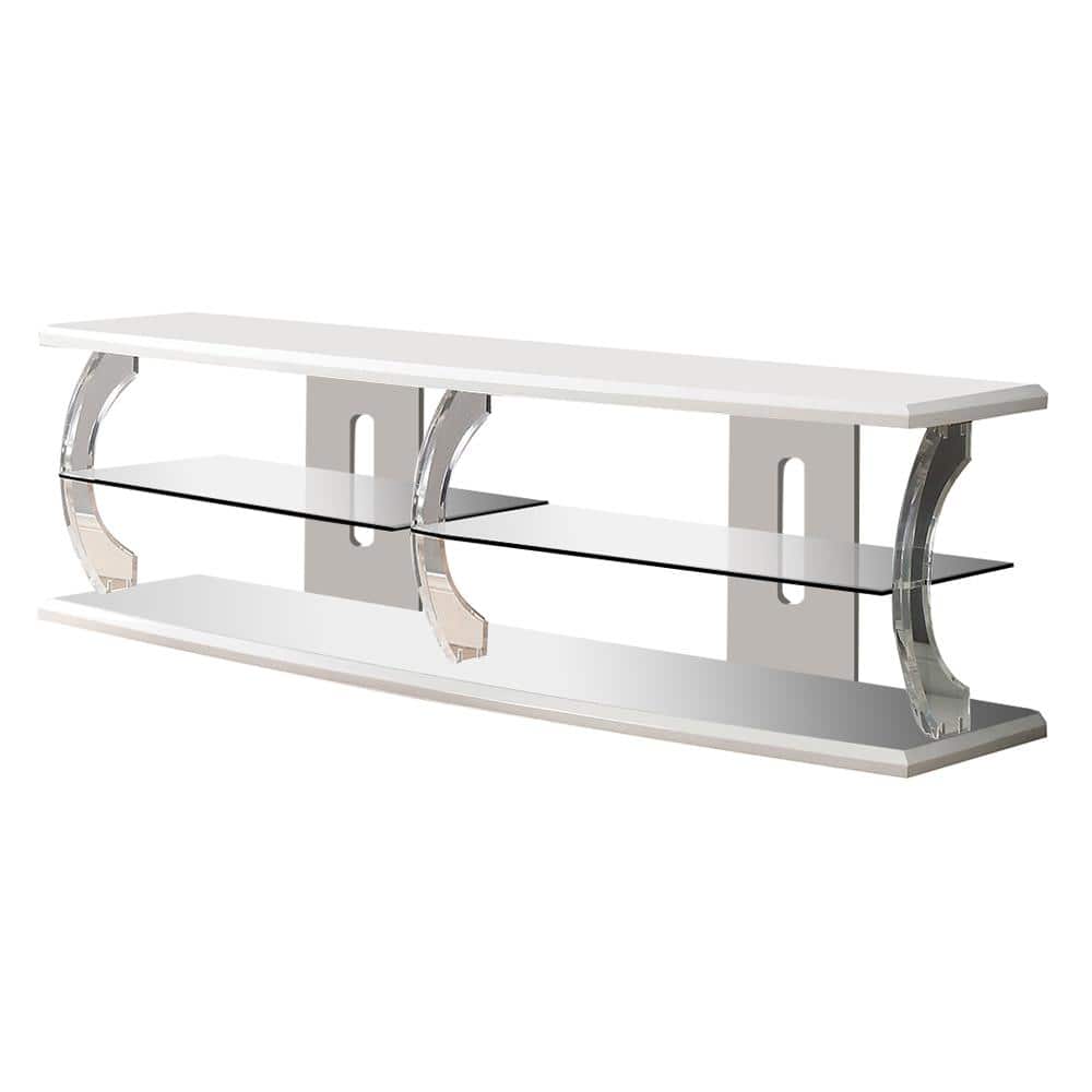 William's Home Furnishing Ernst 18 in. White and Clear Plastic TV Stand ...