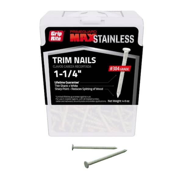 Grip-Rite 1-1/4 in. x 15-Gauge 3-penny 304 Stainless Steel White-Coated ...