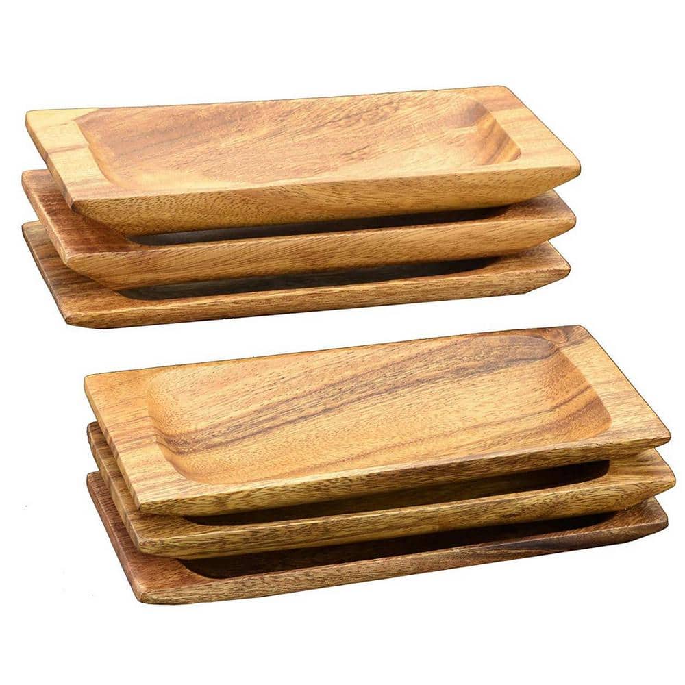 Acaciaware 6-Piece Acacia Hardwood Appetizer Serving Tray Set 22455 ...