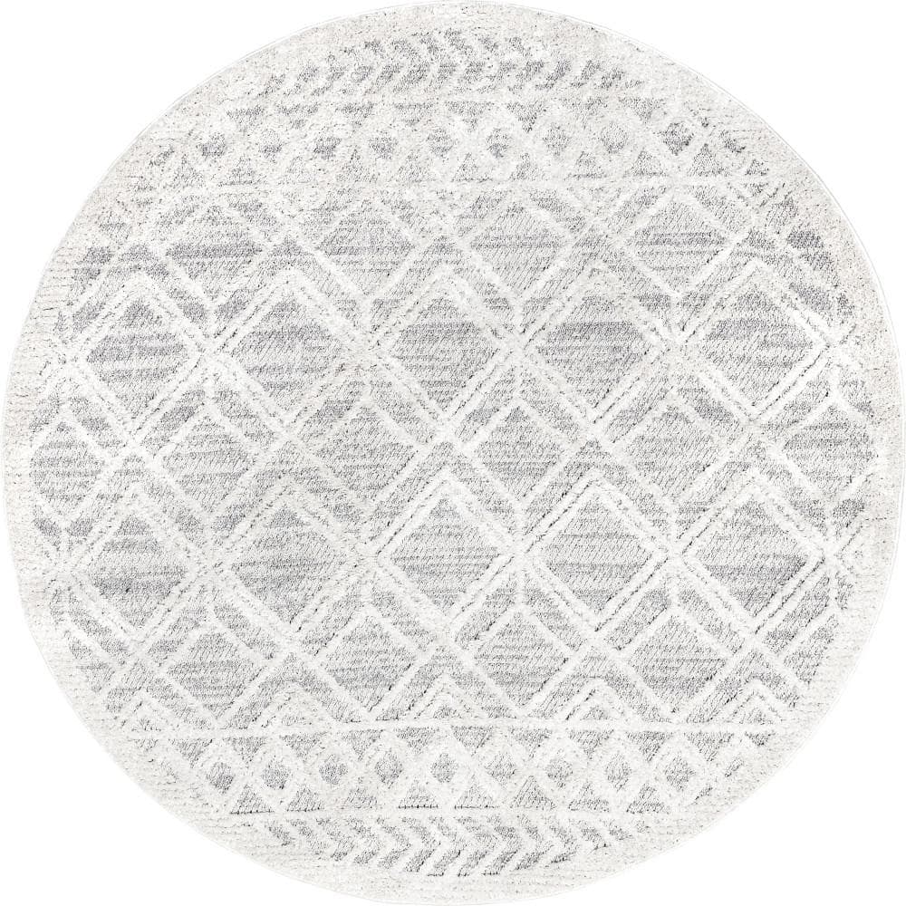 nuLOOM Ansley Light Grey 8 ft. Geometric Round Rug KKLR12B-R808 - The ...
