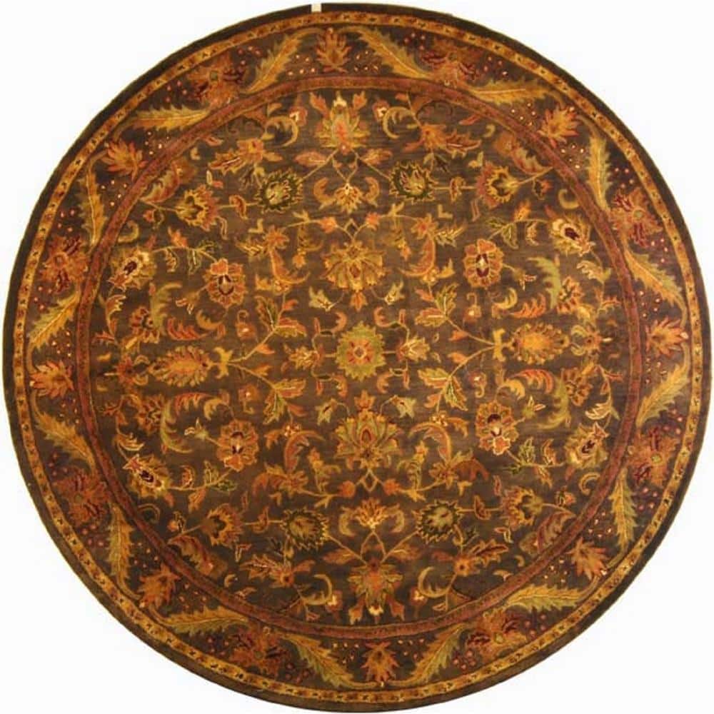 SAFAVIEH Antiquity Green/Gold 6 ft. Round Border Area Rug AT52K-6R ...