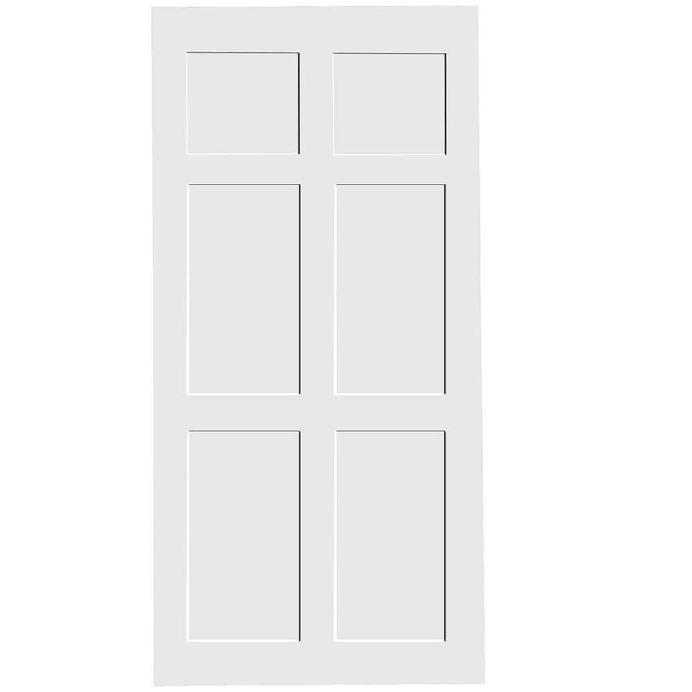 WRIGHTMASTER 36 in. x 84 in. 6-Panel MDF Primed White Interior Door ...