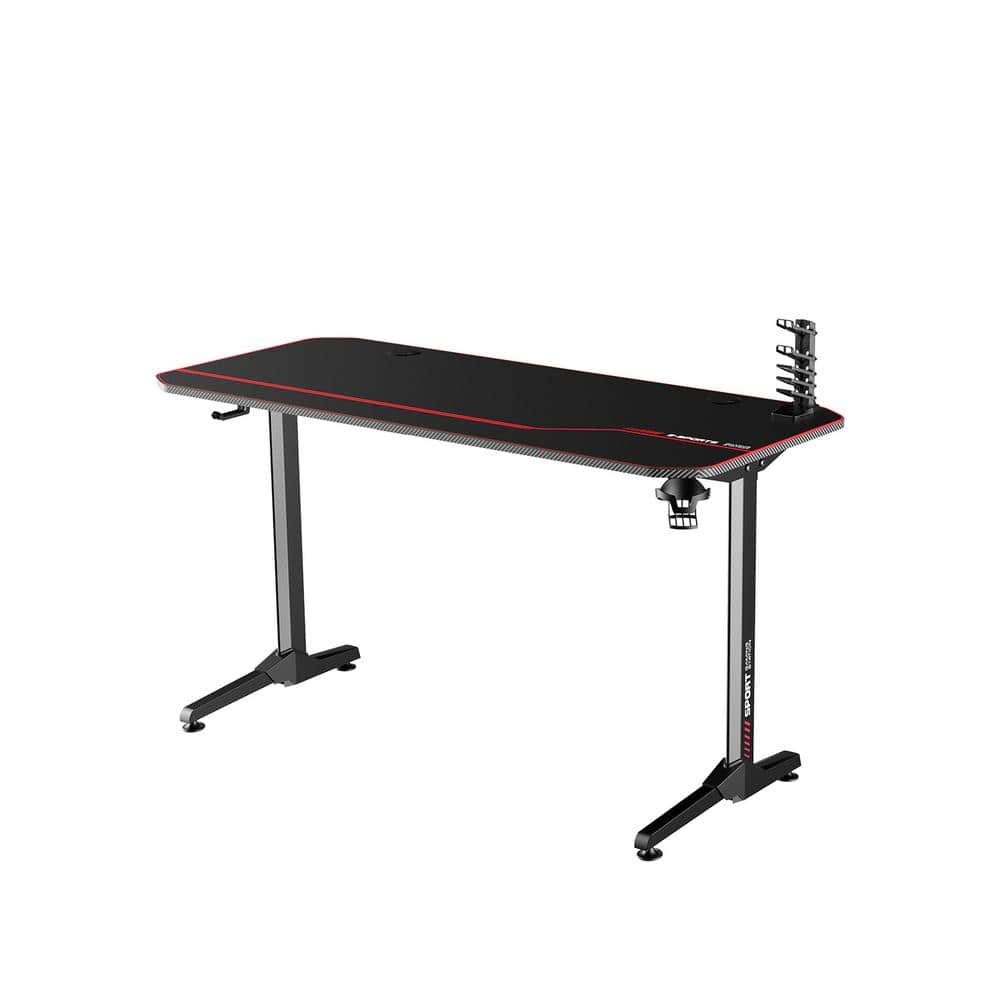 Boyel Living 55 in. L-Shaped Rectangular Black Metal and Wood Gaming ...