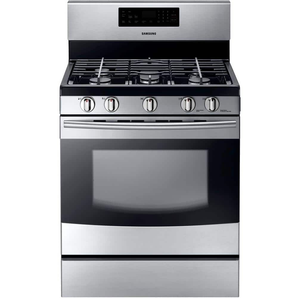 Samsung 30 in. 5.8 cu. ft. Gas Range with Self-Cleaning Oven and 5 ...