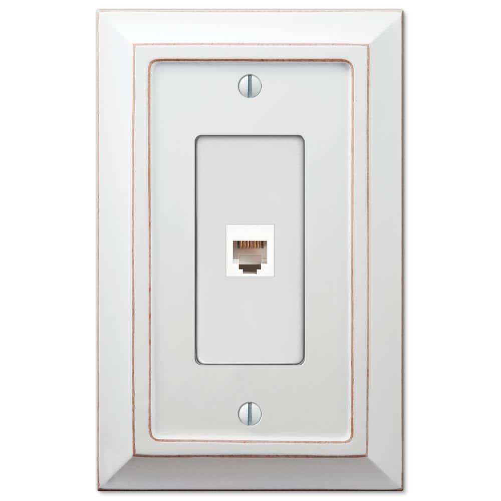 AMERELLE Savannah 1 Gang Phone Wood Wall Plate - White 4040PHDW - The ...