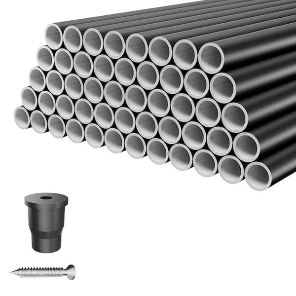 Afoxsos 26 in. H x 3/4 in. W Black Aluminum Stair Railing Kit with ...