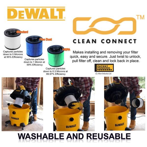 DEWALT 3-Pack Disposable Bag and Fine Dust Cartridge Filter Combo Pack ...