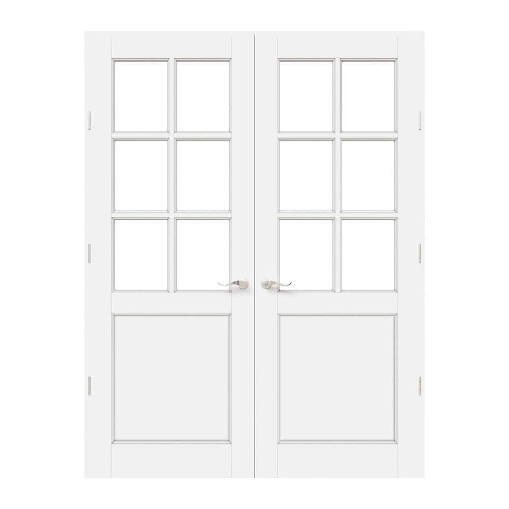 ARK DESIGN 56 in. x 80 in. 6-Lite Clear Glass Universal White Solid ...