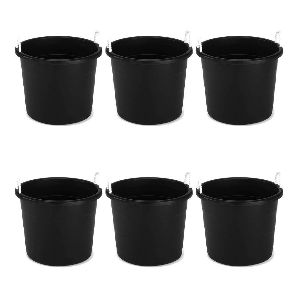 HOMZ 17 gal. Plastic Open Storage Round Cleaning Bucket with Handles (3 ...