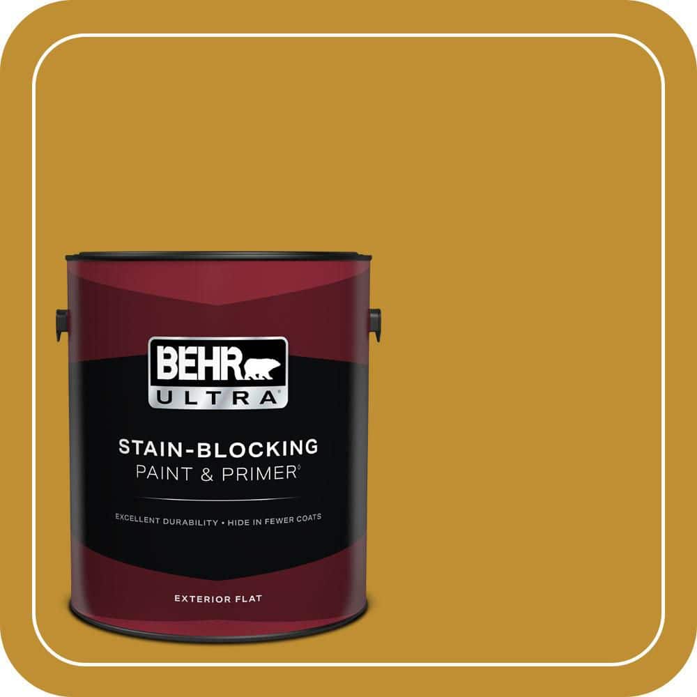 BEHR ULTRA 1 gal. #M290-7 Turmeric Flat Exterior Paint & Primer 485301 ...