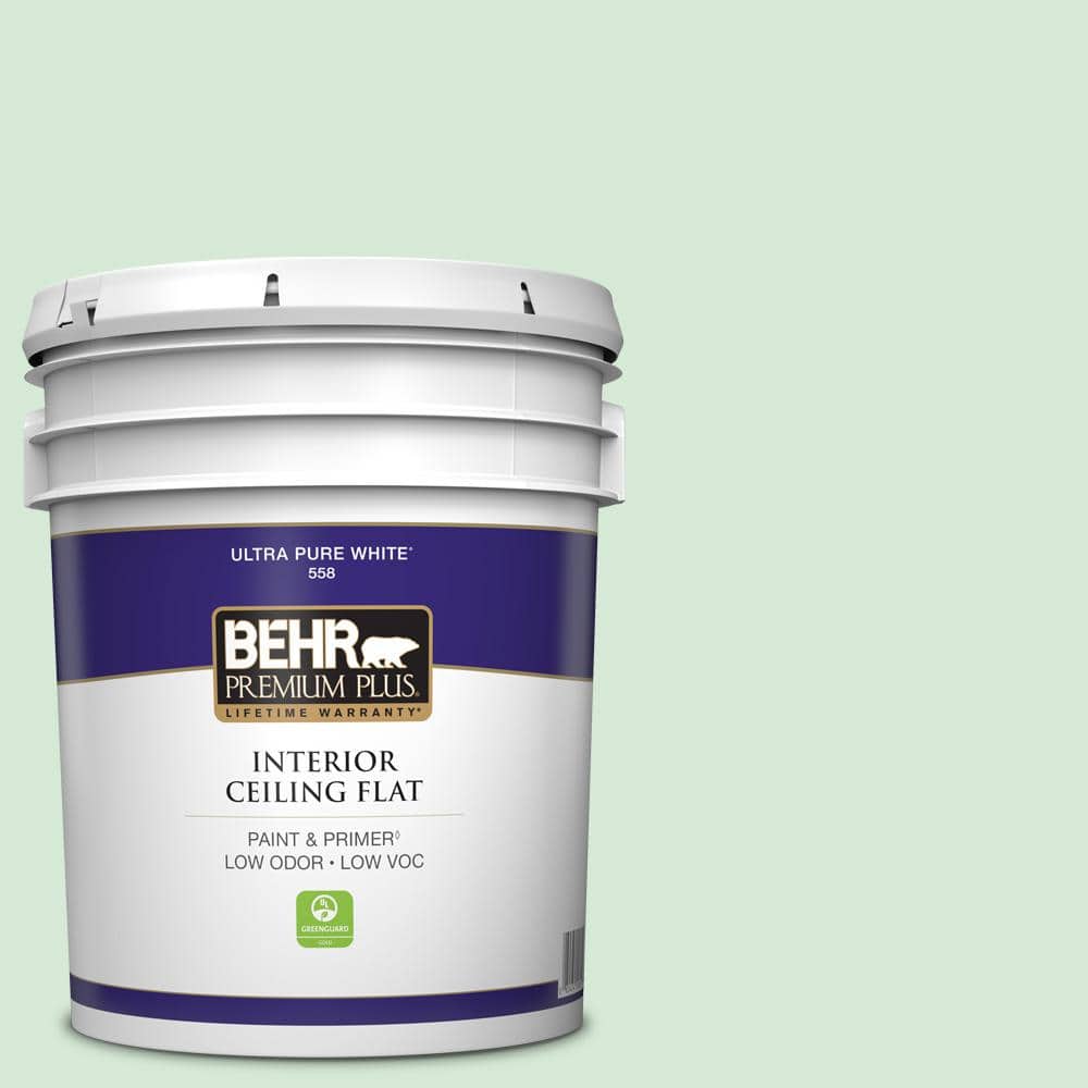 BEHR PREMIUM PLUS 5 gal. #M410-1 Jade Mist Ceiling Flat Interior Paint ...