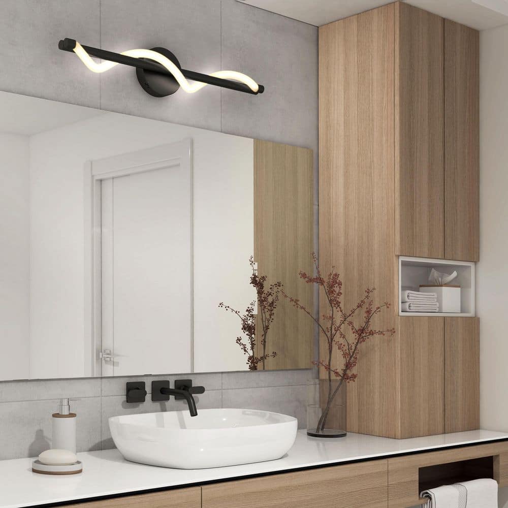 Artika Neon 27 in. 5CCT 1-Light Matte Black Integrated LED Vanity Wall ...