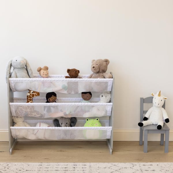 Humble Crew Slate Stuffed Animal Organizer with 3 Tiers, Grey Woodgrain ...