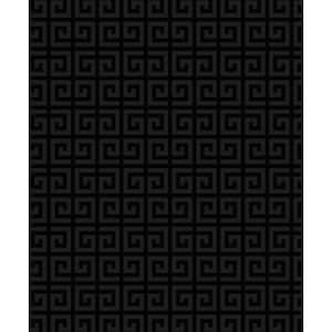 Seabrook Designs 57.5 sq. ft. Metallic Carbon Forte Greek Key Unpasted ...