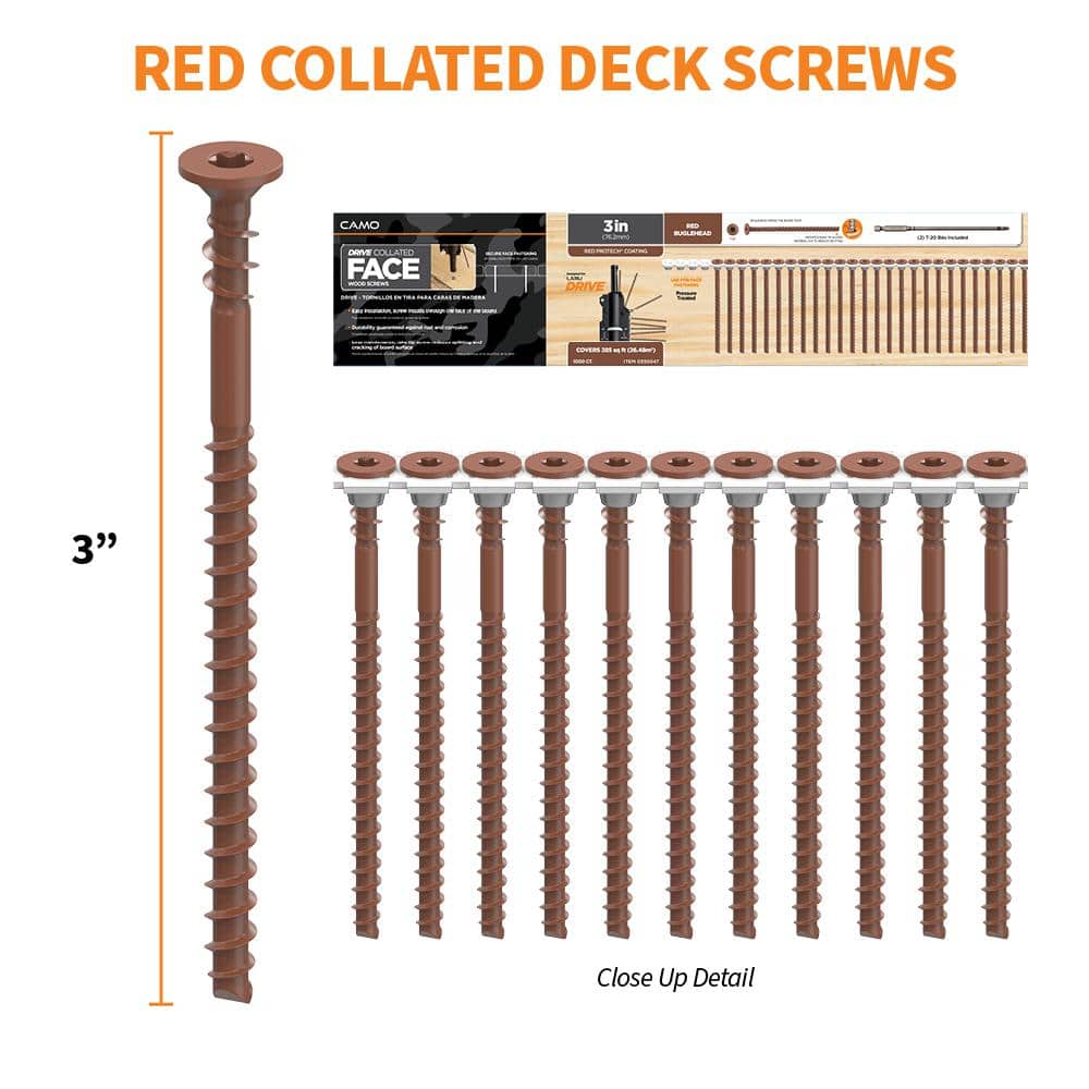 CAMO #10 x 3 in. Red Star Drive Bugle-Head Collated Deck Screw (1000 ...