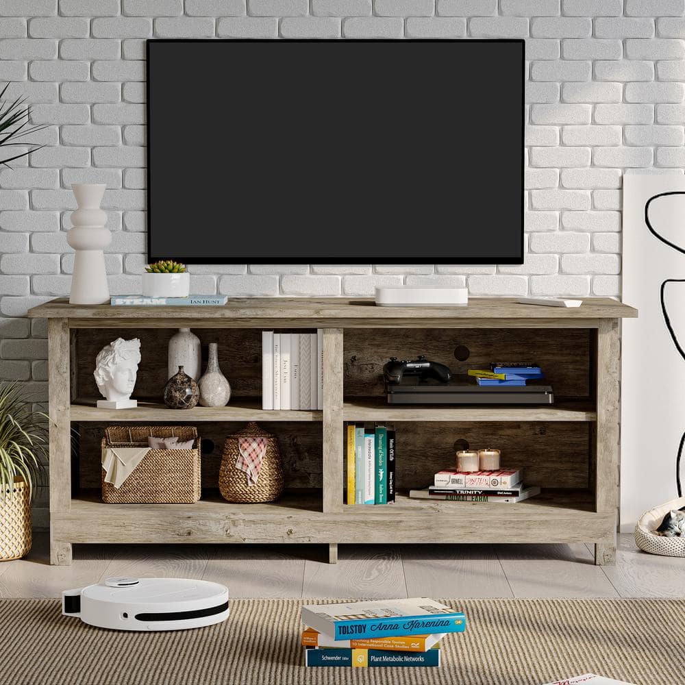 LACOO 58 in. Oak Wood TV Stand for TVs up to 65 in. T-TS1044G4 - The ...