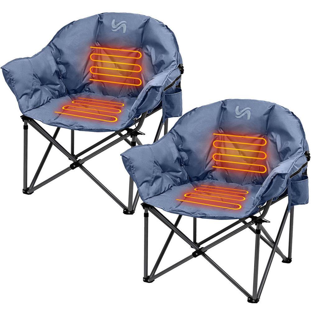 BOZTIY Oversized Heated Camping Chair 3 Heat Levels Heated Moon Folding ...