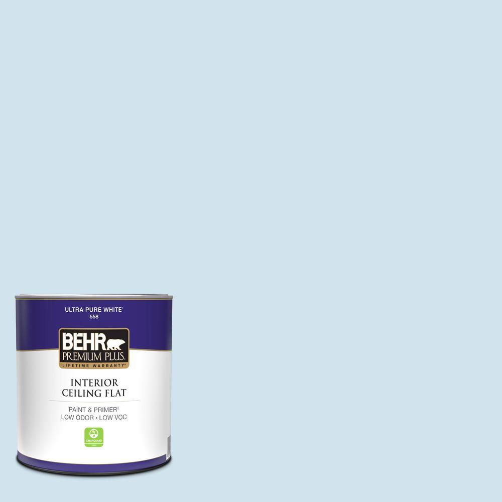 BEHR PREMIUM PLUS 1 qt. #M520-1A Soft Cloud Ceiling Flat Interior Paint ...