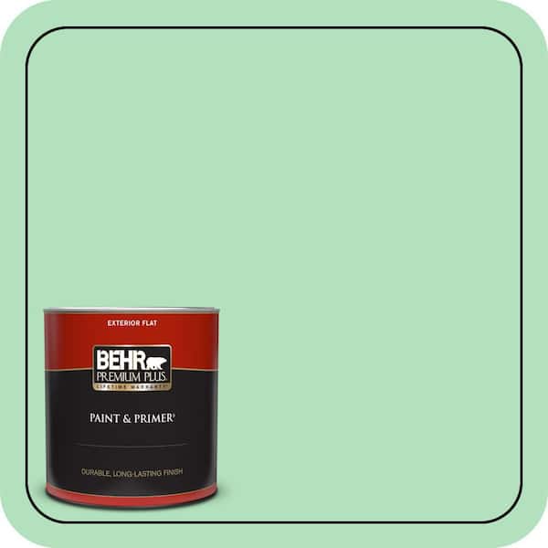 BEHR PREMIUM PLUS 1 qt. #P400-3 Folk Tale Flat Exterior Paint & Primer ...