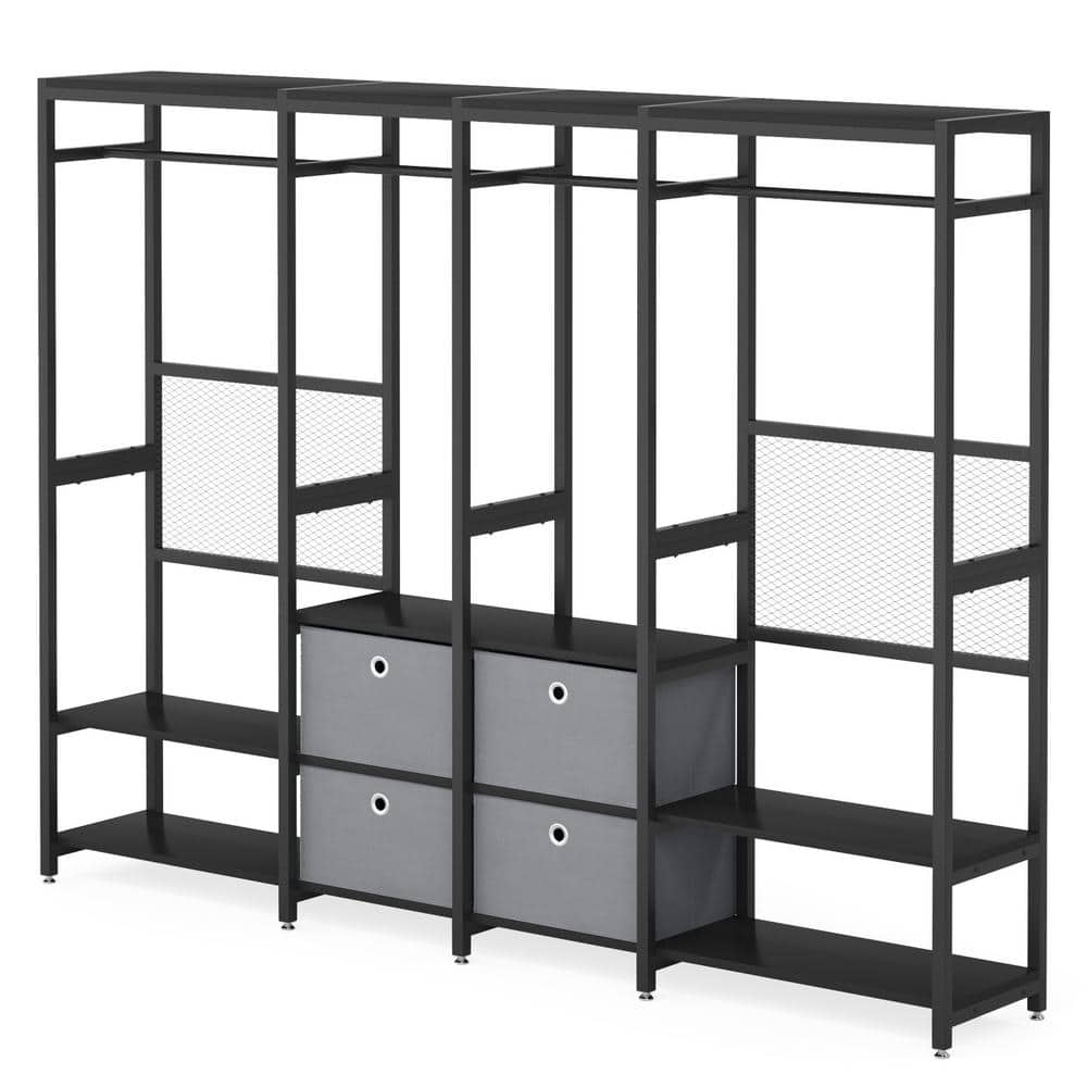 Tribesigns Cynthia Black Freestanding Garment Rack with 4 Fabric ...