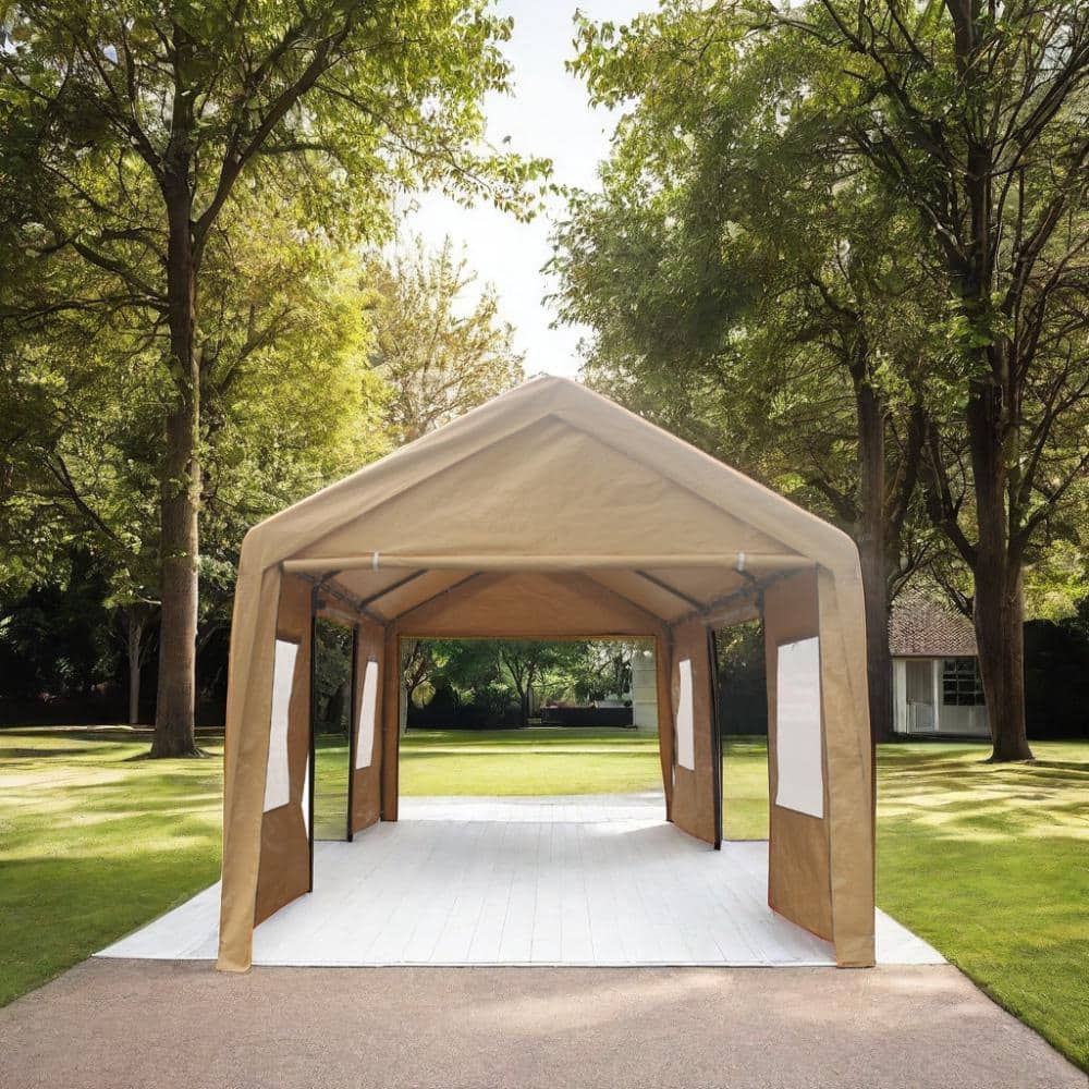 Zeus & Ruta 12 ft. x 20 ft. Heavy-Duty Outdoor Portable Garage ...