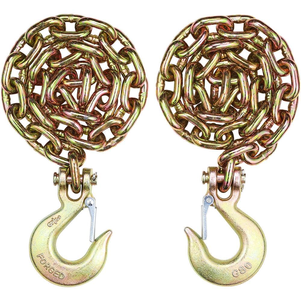 VEVOR G80 Transport Binder Chain, 3/8 in. x 2.9 ft. 2-Pack Tow Chain ...