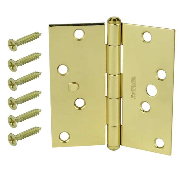 Everbilt 4 in. Square Corner Solid Brass Security Door Hinge 14909 ...