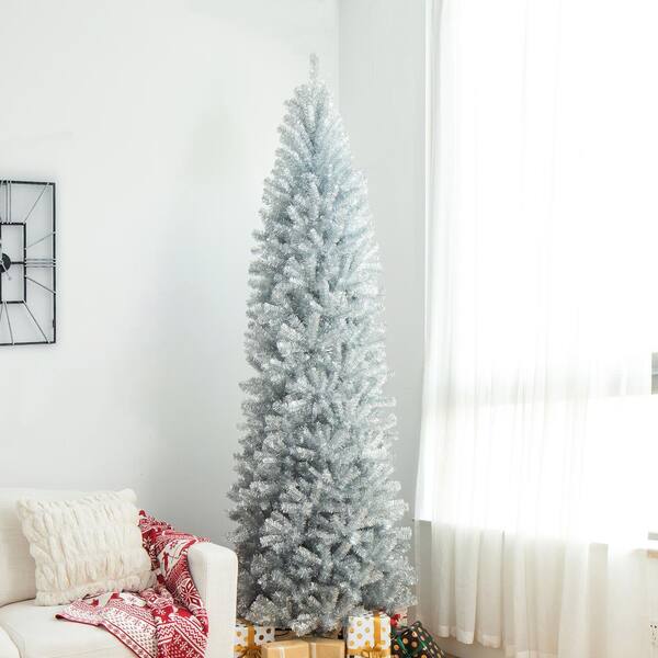 Buy 9 ft. Silver Tinsel Artificial Christmas Tree Online at Lowest ...
