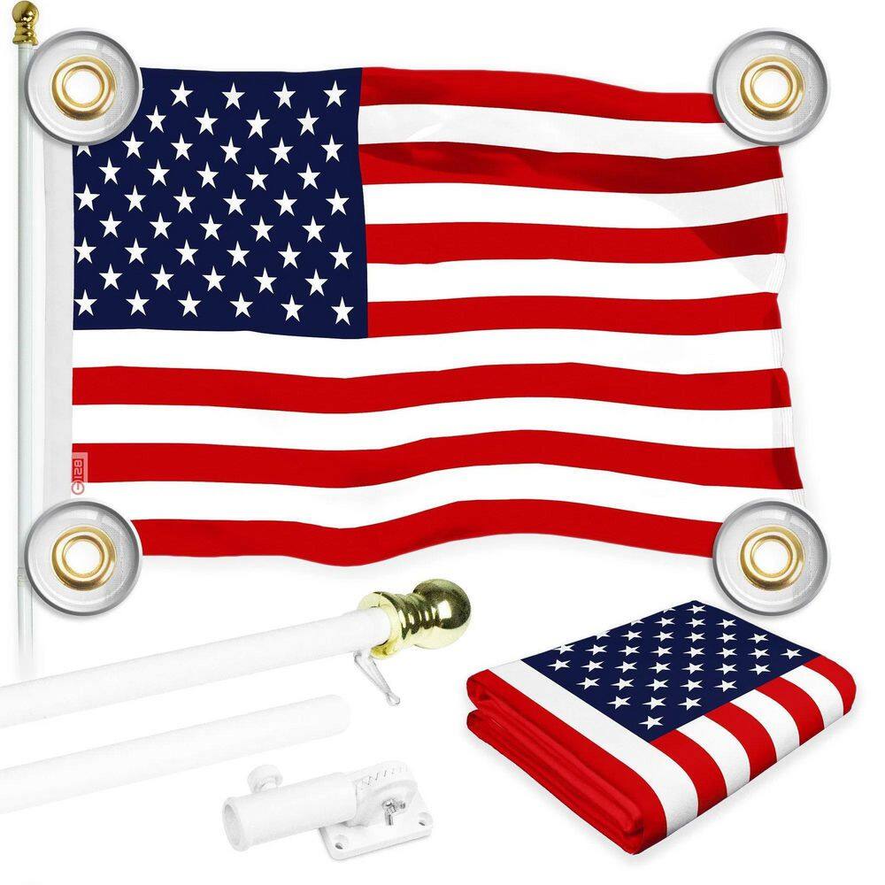 spca 6 ft. Tangle Free Aluminum Spinning Flagpole White and American ...