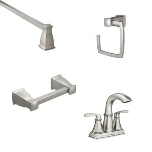 MOEN Darcy 4 in. Centerset 2-Handle Bath Faucet Combo Kit with 4-Piece ...