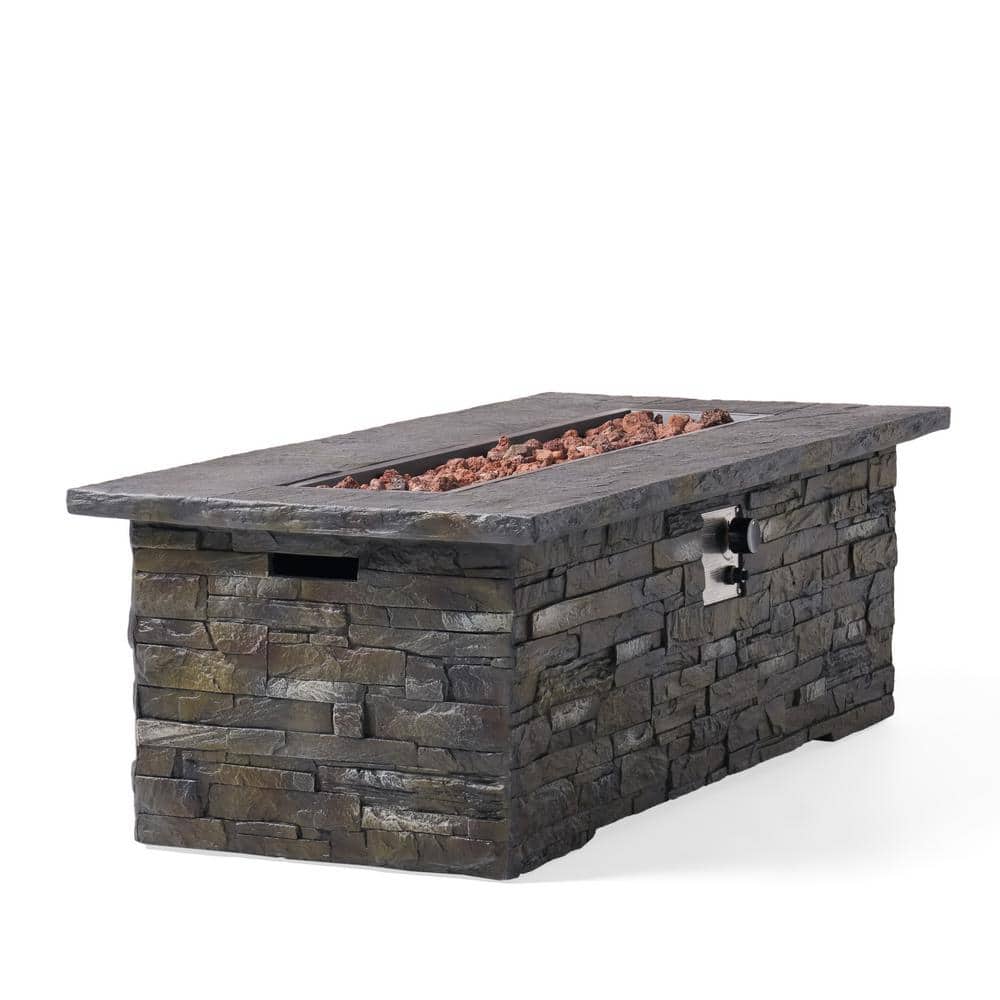 Tenleaf 56 in. Stone Gray Outdoor 50,000 BTU Rectangular MgO Concrete ...