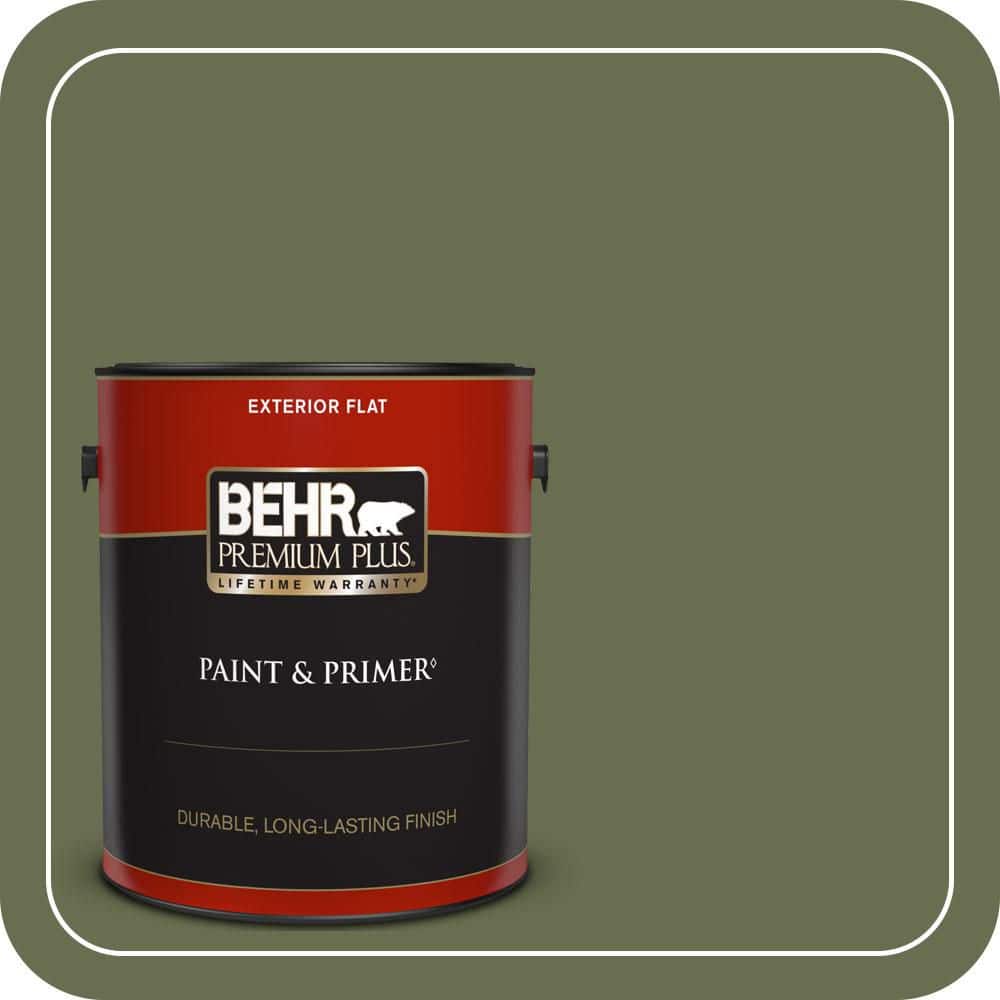 BEHR PREMIUM PLUS 1 gal. #S380-7 Global Green Flat Exterior Paint ...