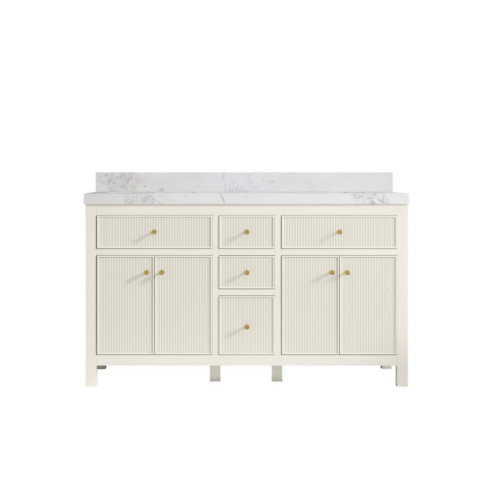Willow Collections Sonoma 60 in. Double Sink Freestanding Alabaster ...