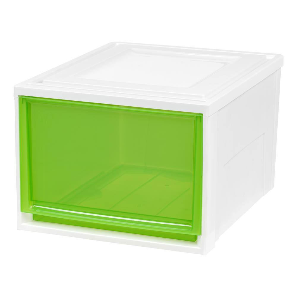 IRIS 15.75 in. x 11.5 in. Deep Box Chest Drawer White with Green ...