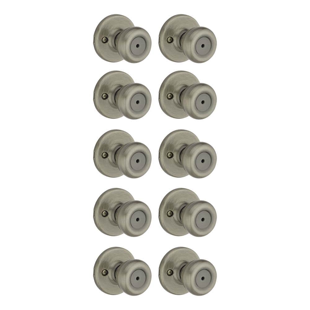Kwikset Tylo Antique Brass Privacy Bed/Bath Door Knob 10 Pack 300T 5 CP 10PK - The Home Depot