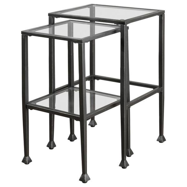 Coaster 2-Piece Black Glass and Metal Nesting Tables 901073 - The Home ...