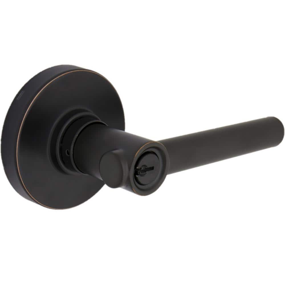 Defiant Highland Aged Bronze Keyed Entry Door Handle with Round Rose ...
