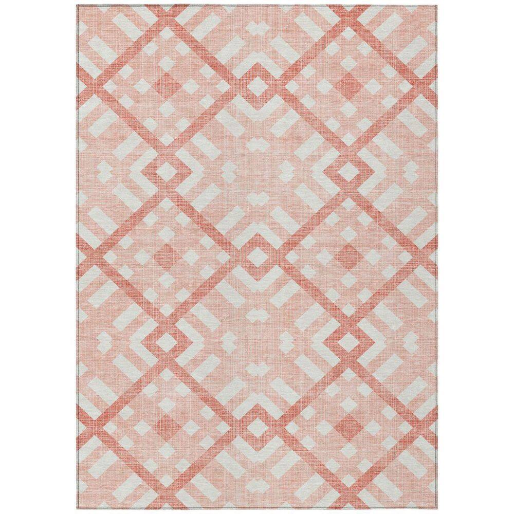 HomeRoots Salmon, Peach, Ivory 10 ft. x 14 ft. Woven Geometric ...