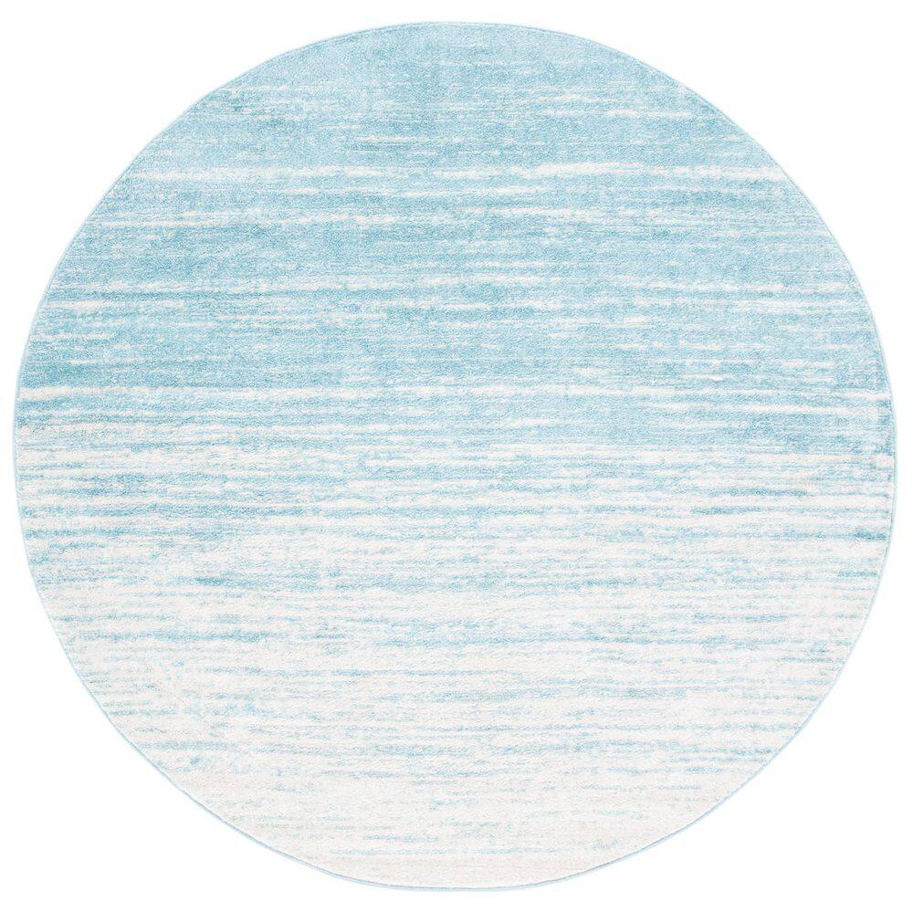 SAFAVIEH Adirondack Aqua/Ivory Solid Color 7 ft. x 7 ft. Striped Round ...