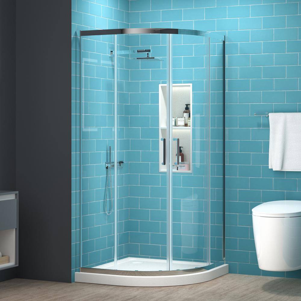 Lonni 36 in. x 72in. H Chrome Corner Semi-Frameless Sliding Shower ...